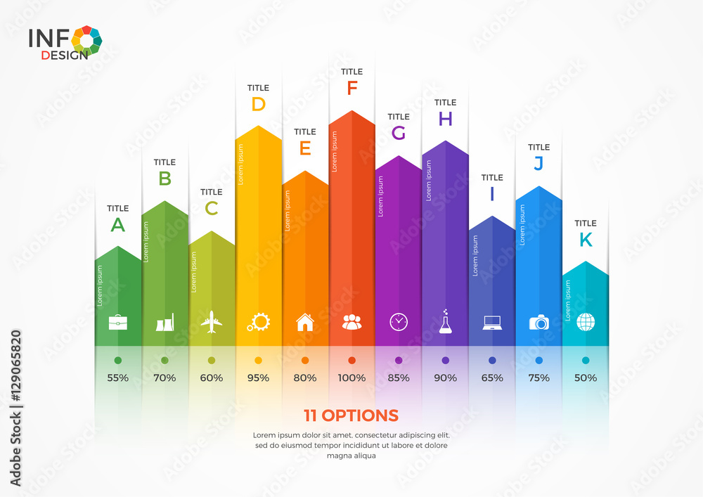 Column chart infographic template with 11 options Stock Vector | Adobe ...