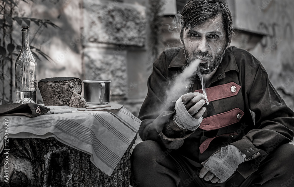 Russian civil war soldier take rest afret battle Stock Photo | Adobe Stock