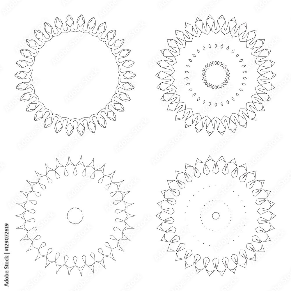 Vector circular design templates . Round decorative patterns. Set of ...