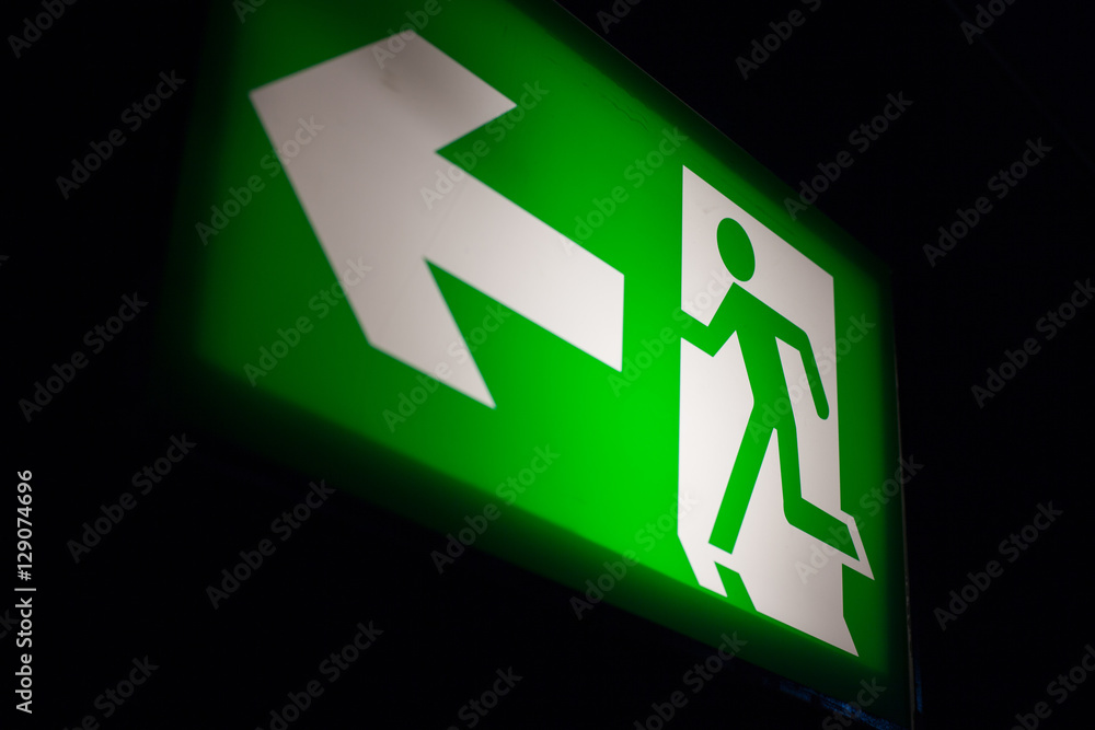 Emergency exit sign Stock Photo | Adobe Stock