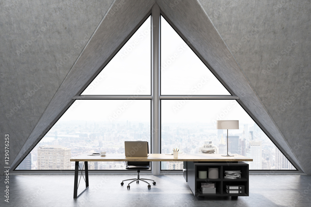 Front view of a CEO office with triangular window Stock Photo | Adobe Stock