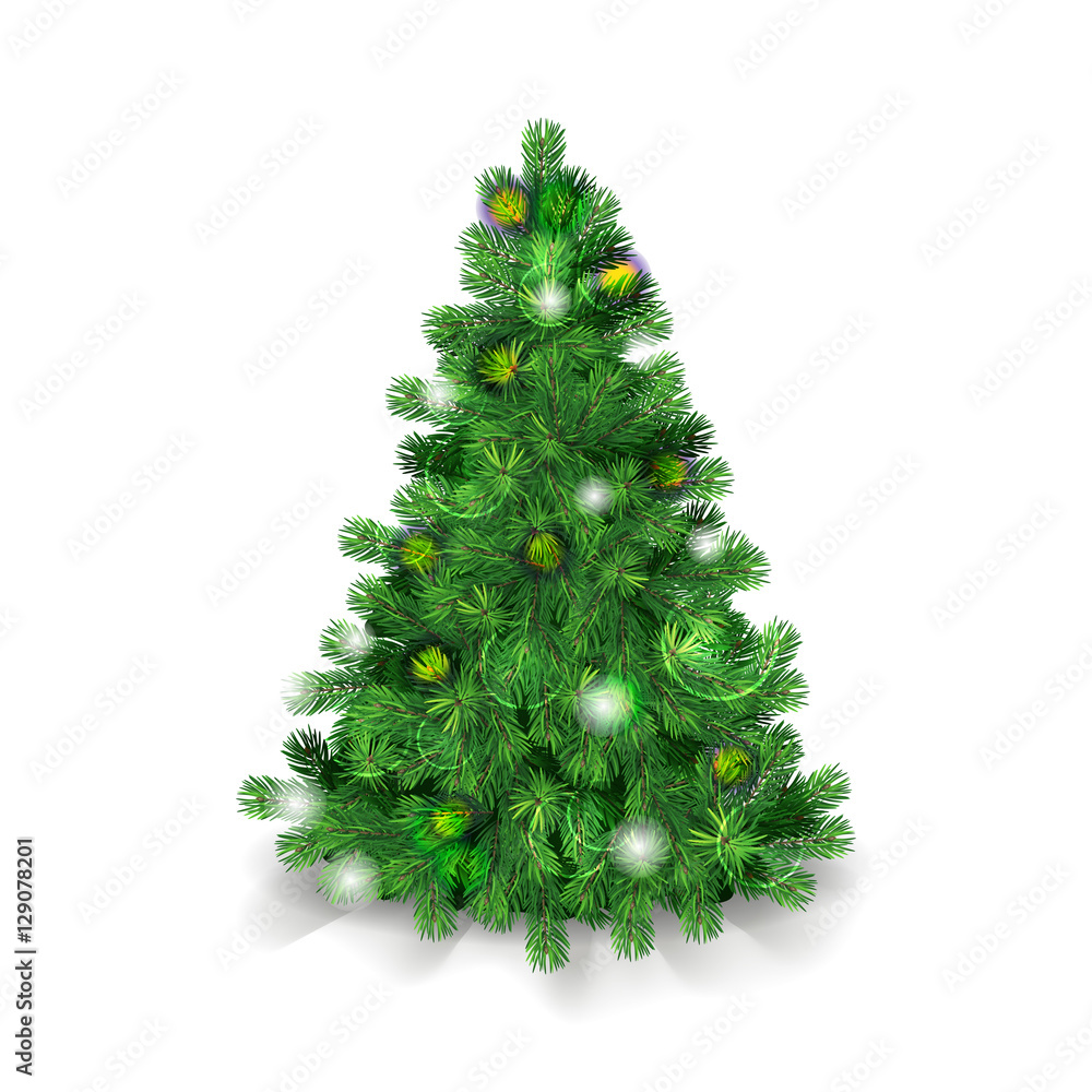Detailed Christmas tree on transparent background Stock Vector | Adobe ...