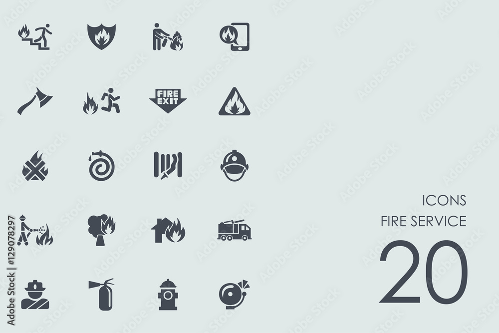 Set of fire service icons Stock Vector | Adobe Stock