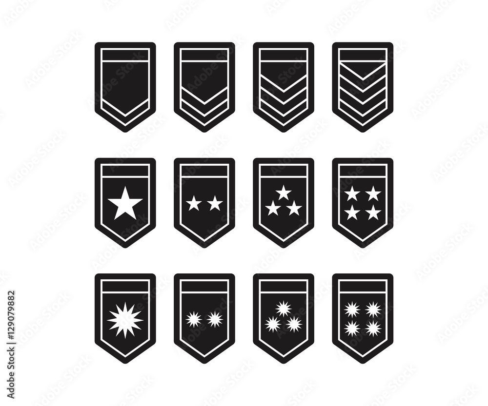 Black Army Shield Epaulets, Military Ranks and Insignia Stock Vector ...