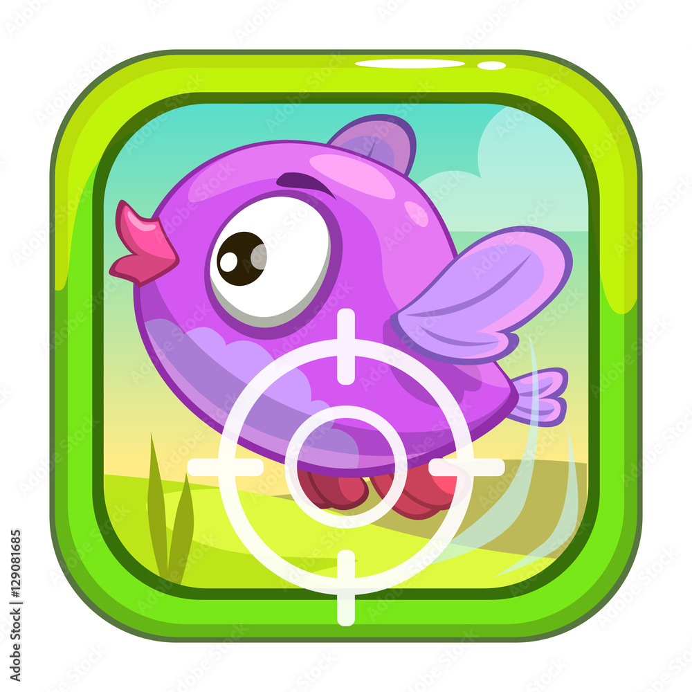 Cartoon app icon with funny bird. Stock Vector | Adobe Stock