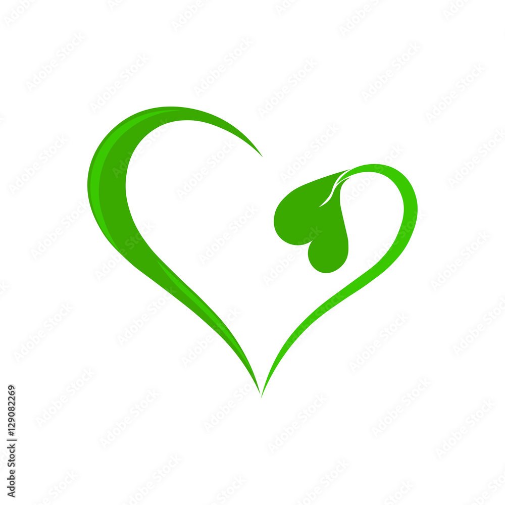 Green heart and nature logo vector illustration Stock Vector | Adobe Stock
