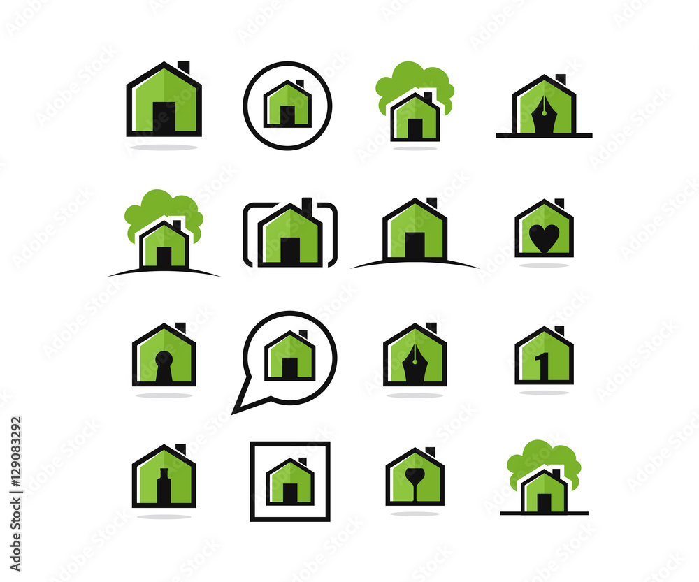 Complete Home Symbol Set Icon Stock Vector | Adobe Stock
