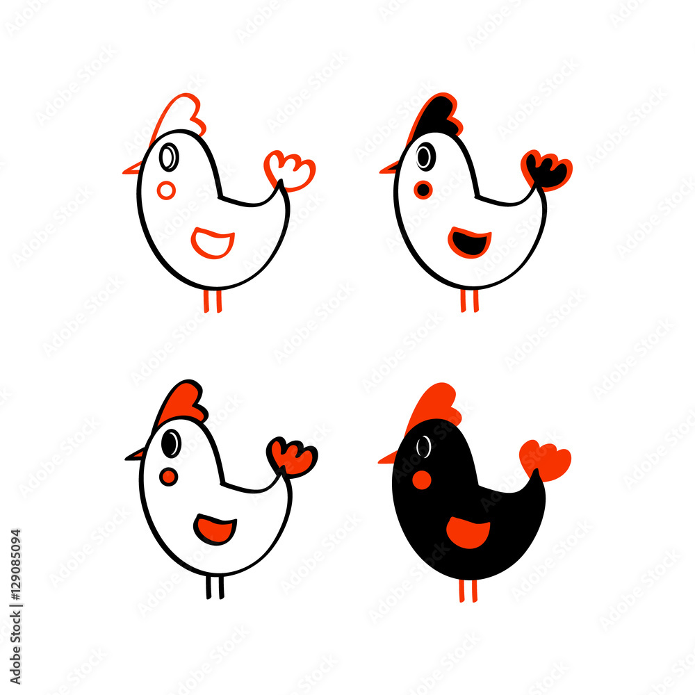 Cock outline set Stock Vector | Adobe Stock