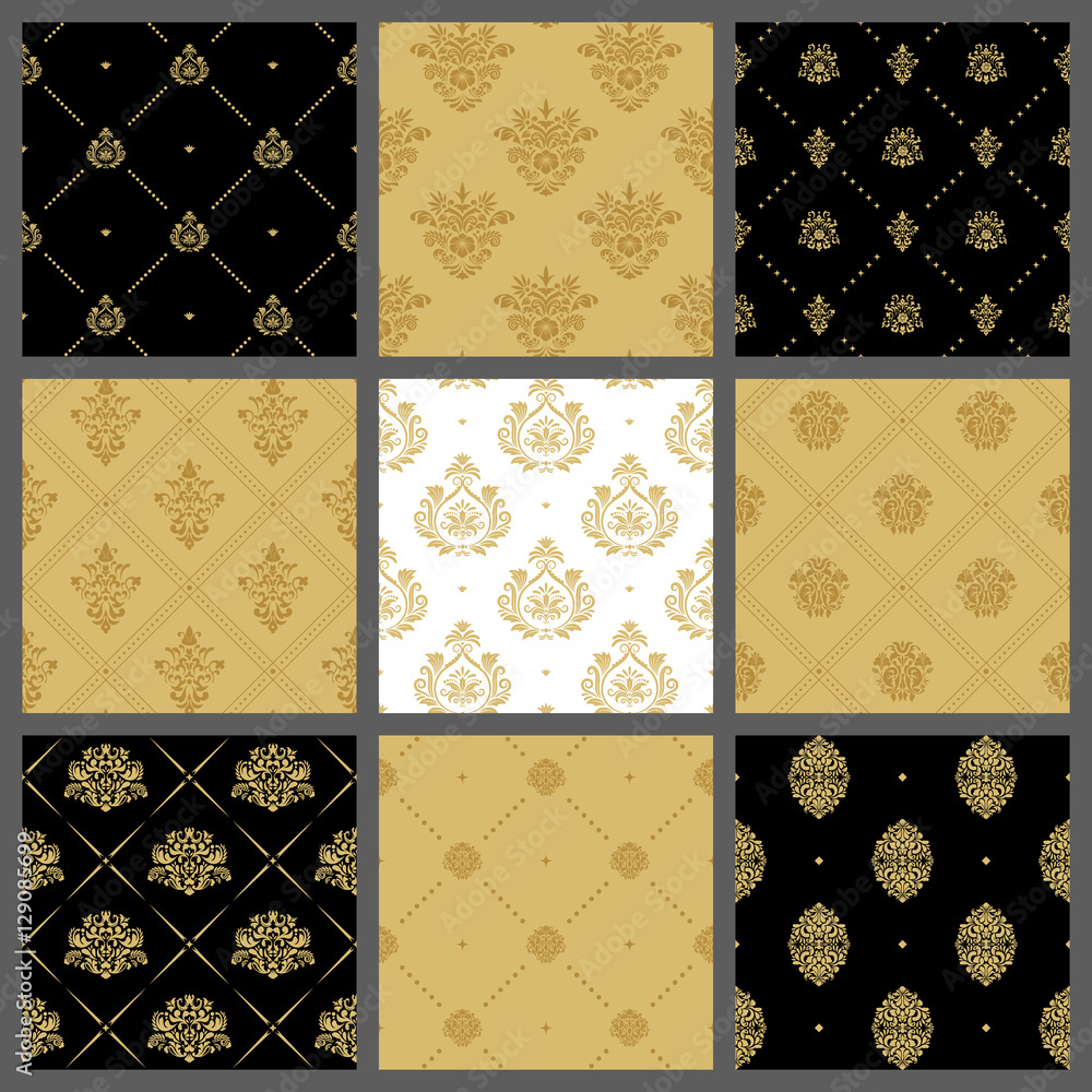 Royal medieval backgrounds, antique wallpaper pattern set Stock Vector ...