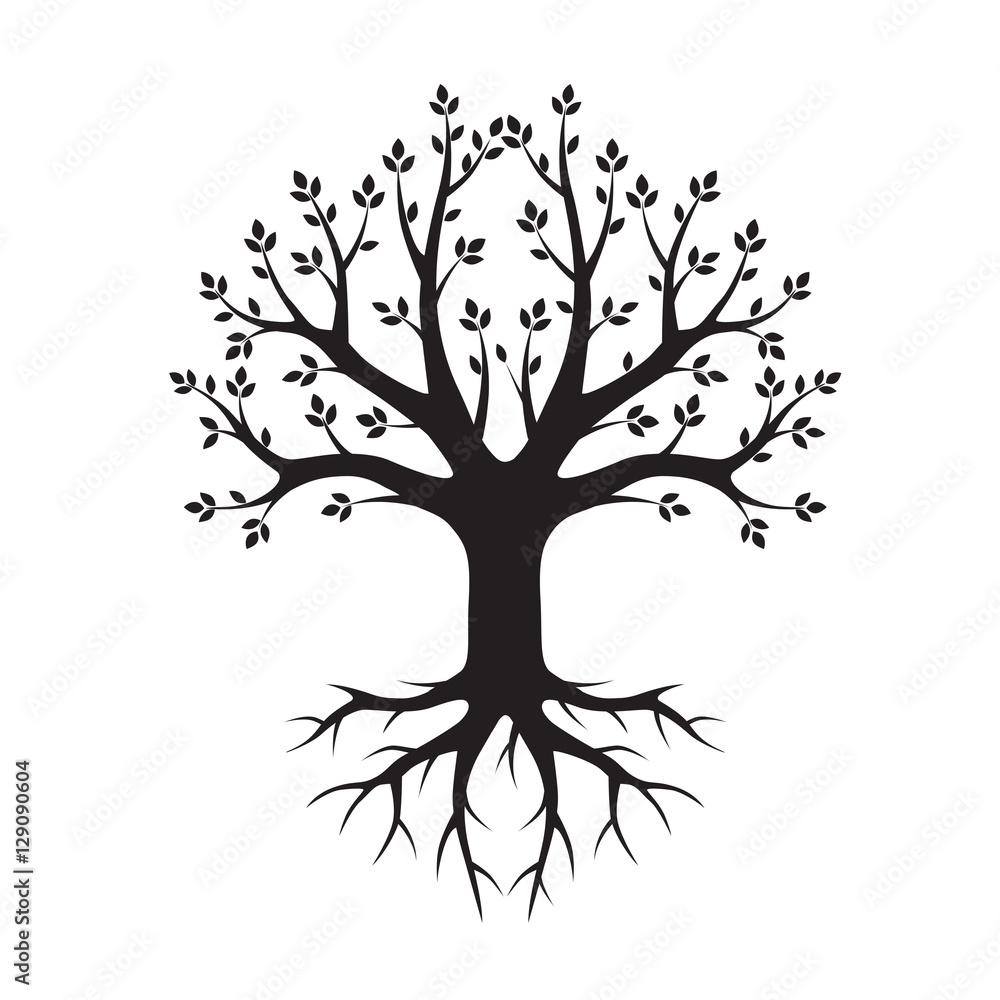 Black vector Tree and Roots. Vector Illustration. Park and Natur Stock ...