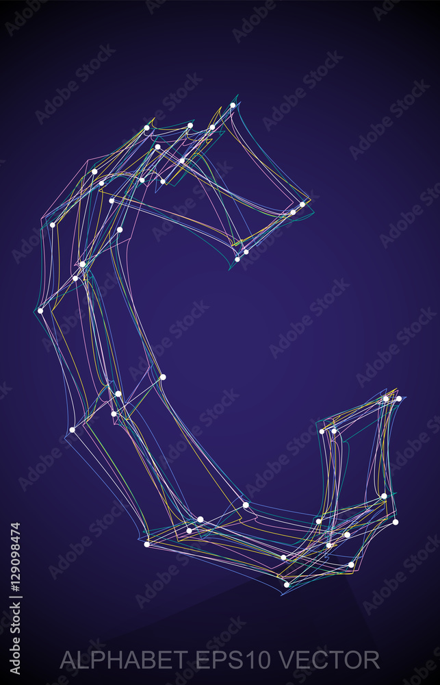 Vector illustration of a Multicolor sketched C. Hand drawn 3D C. Stock ...