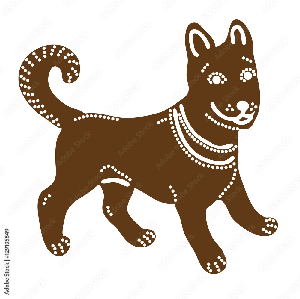 Vector illustration of Christmas gingerbread dog Stock Vector | Adobe Stock