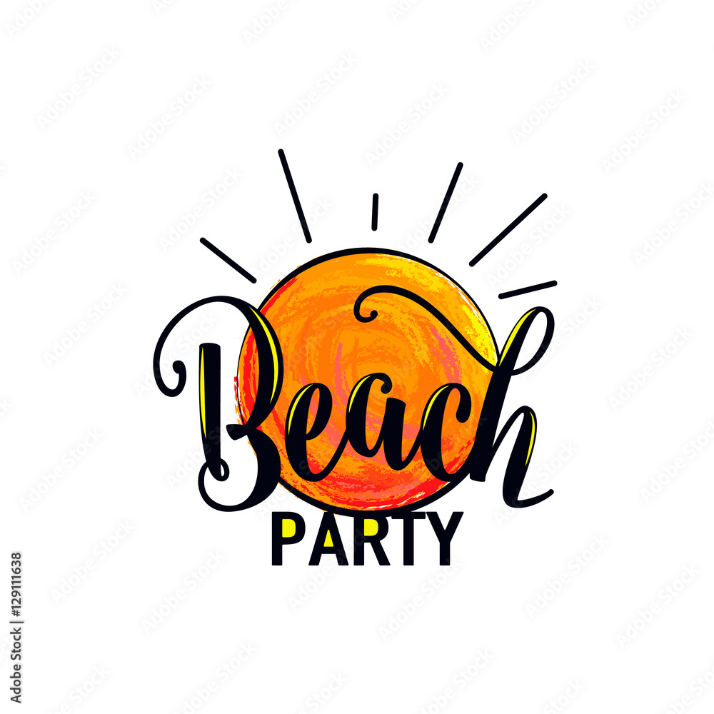Vector illustration of beach party logo for poster template Stock ...