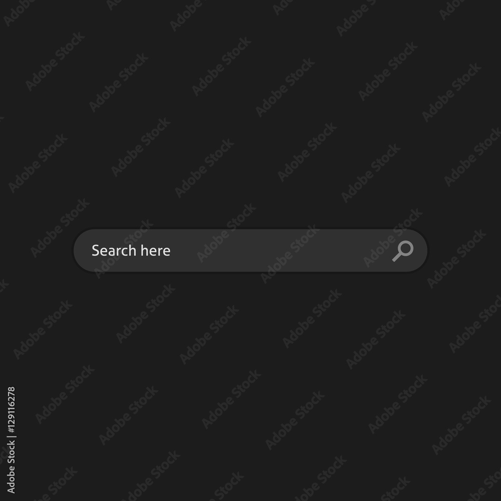 Search bar vector illustration on dark black background, simple search ...