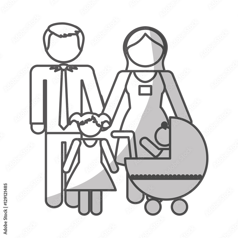 family of parents and kids icon over white background. pictogram design ...