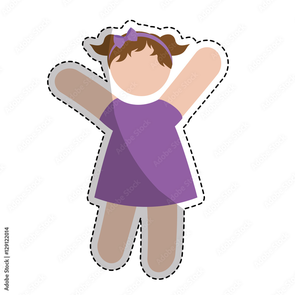 cartoon girl wearing purple dress over white background. colorful ...