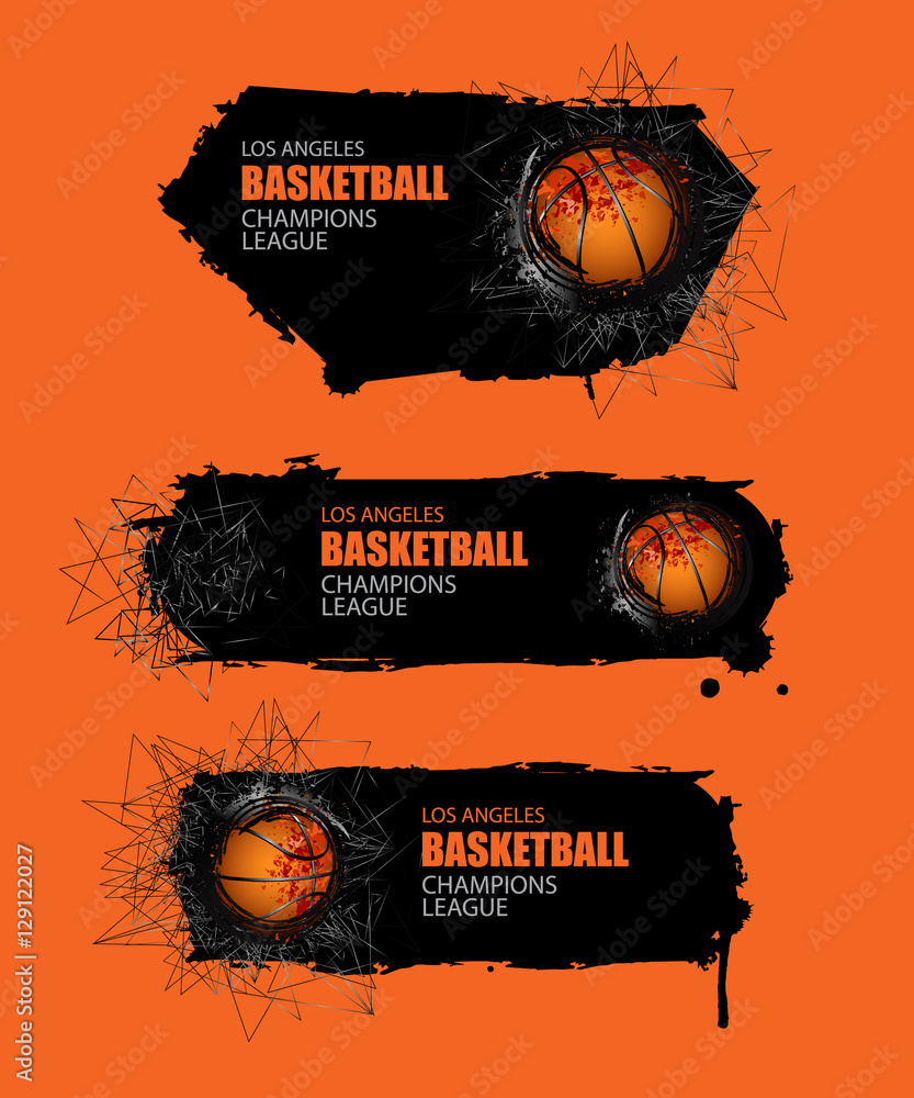 Banner for basketball. Set vector template. Grunge background and ...