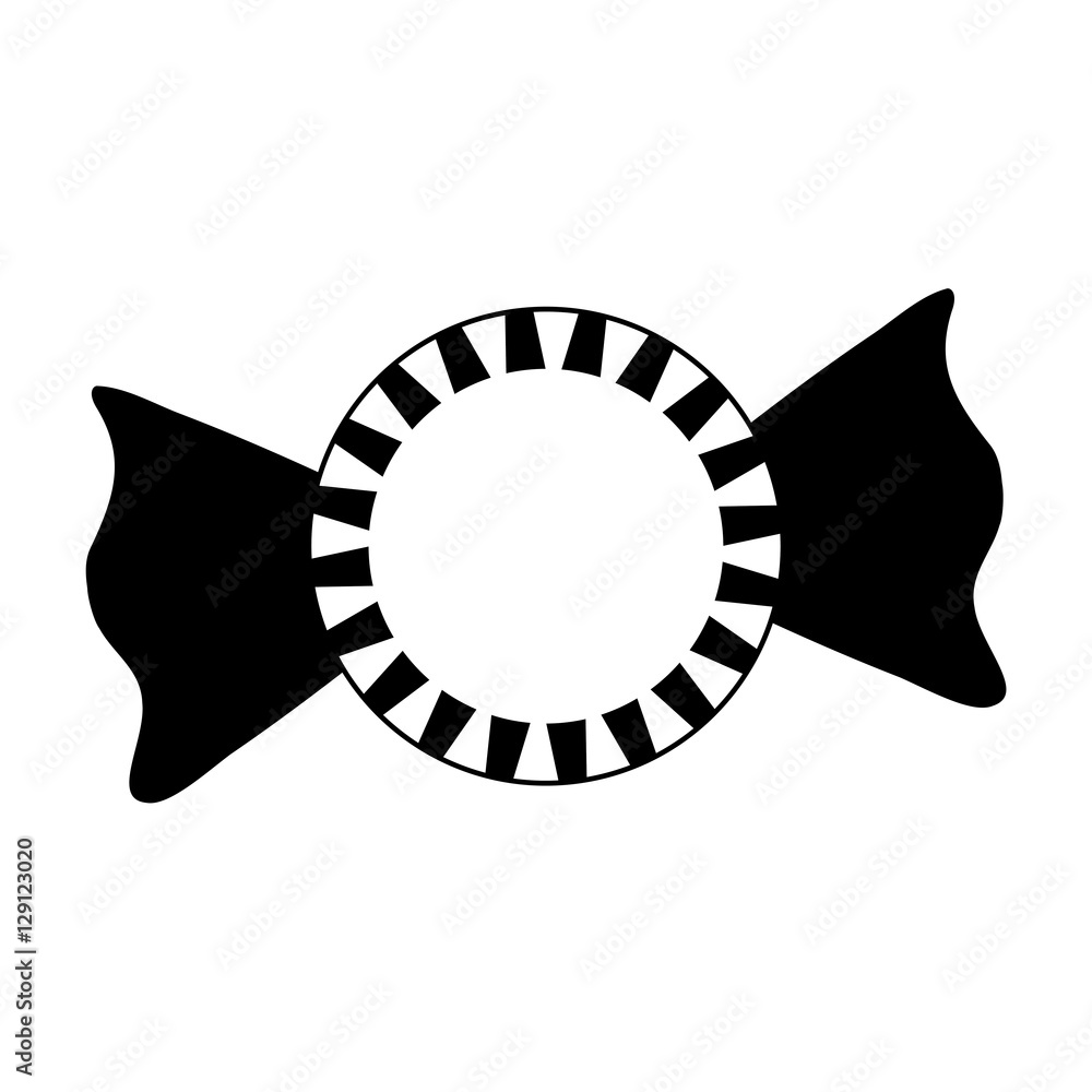 silhouette of sweet candy icon over white background. vector ...
