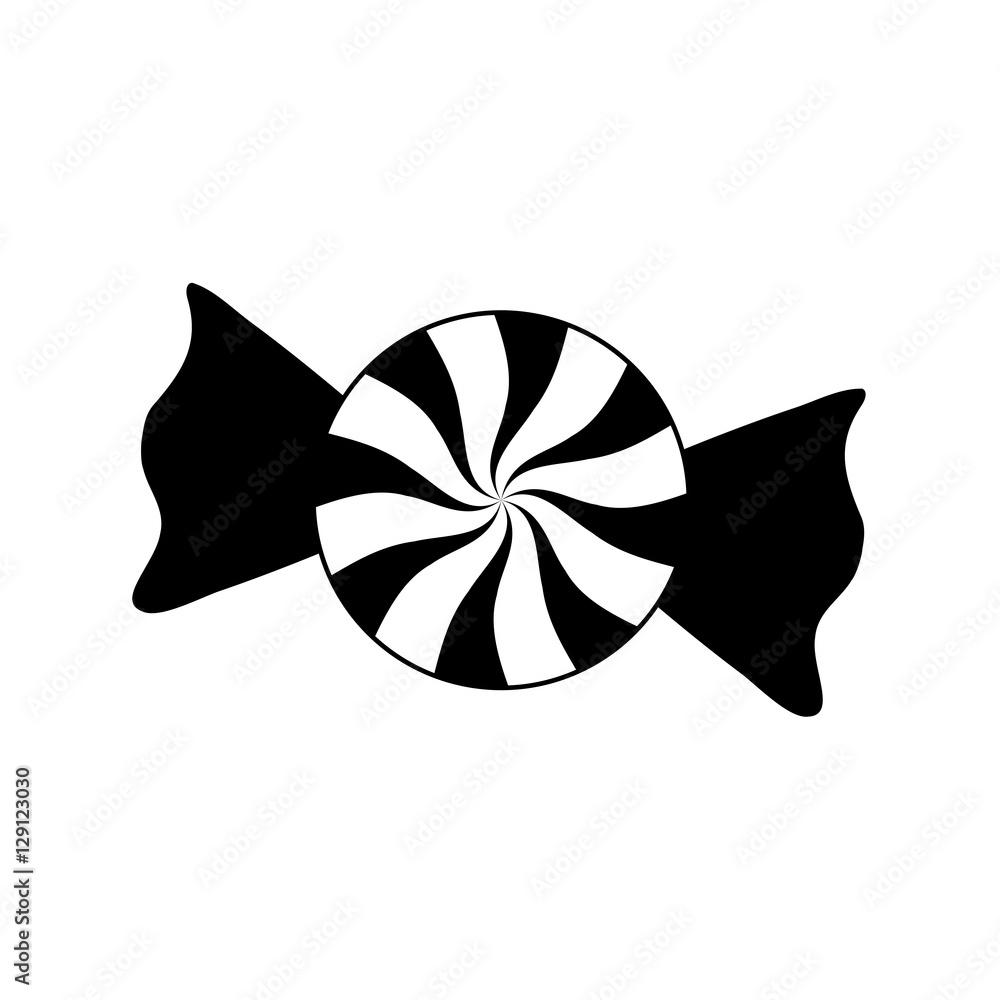 silhouette of sweet candy icon over white background. vector ...