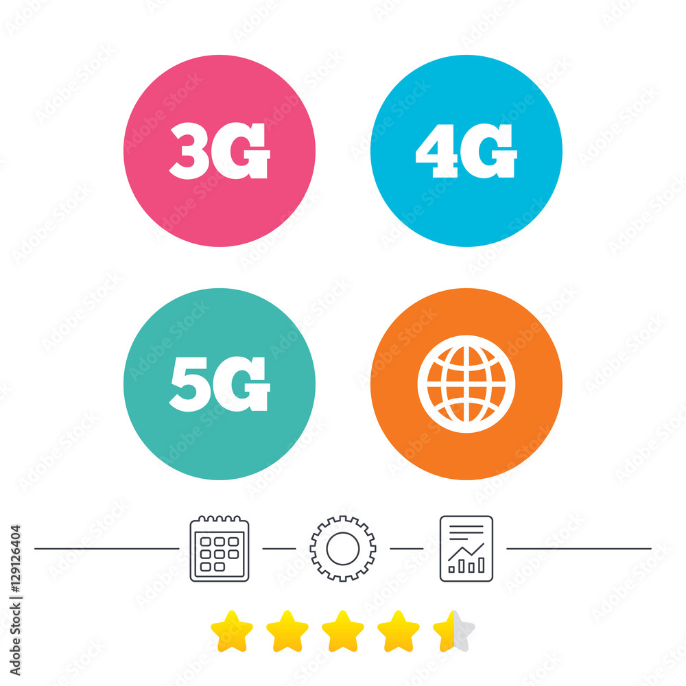 Mobile telecommunications icons. 3G, 4G and 5G technology symbols ...