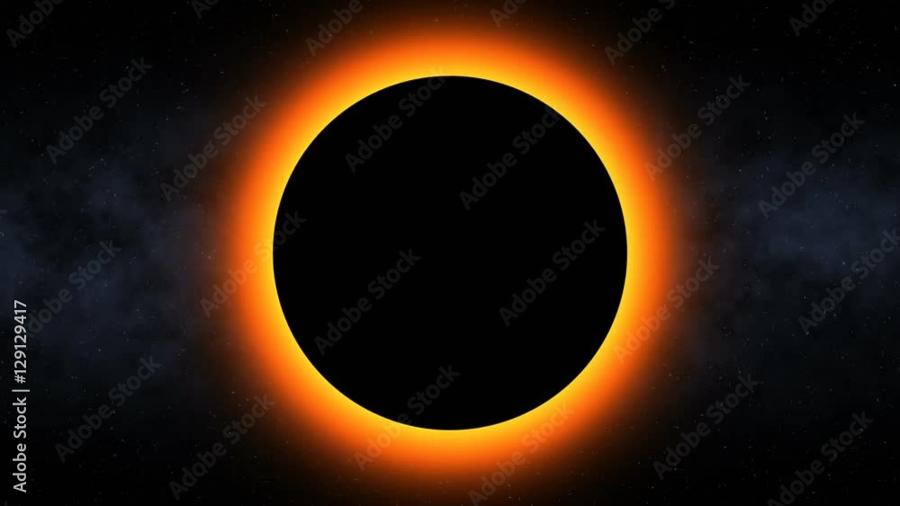 Fiery Solar Eclipse (30fps). Seamless loop of a solar eclipse causing ...