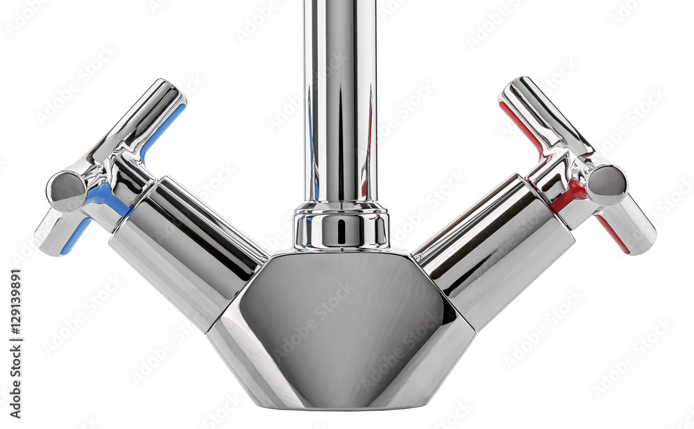 Mixer cold hot water. Modern faucet bathroom. Kitchen tap . I foto de ...