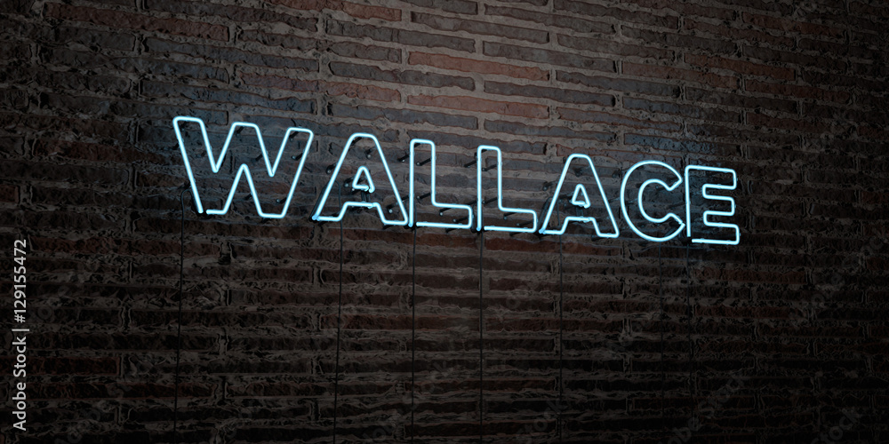WALLACE -Realistic Neon Sign on Brick Wall background - 3D rendered ...