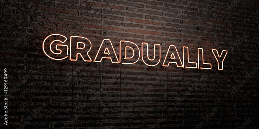 Illustrazione Stock GRADUALLY -Realistic Neon Sign on Brick Wall ...