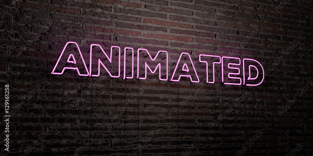 ANIMATED -Realistic Neon Sign on Brick Wall background - 3D rendered ...