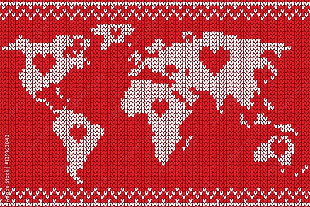 Vector world map lovely knitting style Stock Vector | Adobe Stock