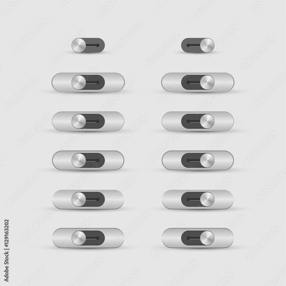 Set of metal toggle switch icons. Switch buttons. On and Off pos Stock ...