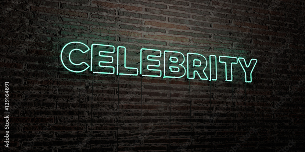CELEBRITY -Realistic Neon Sign on Brick Wall background - 3D rendered ...