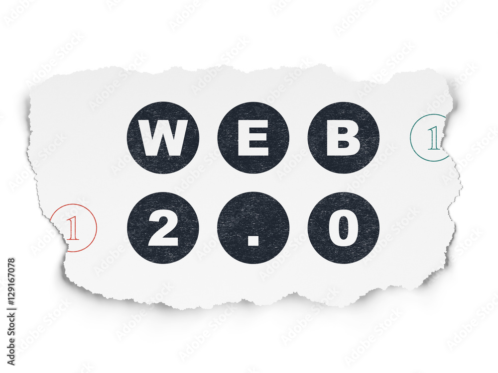 Web development concept: Web 2.0 on Torn Paper background Stock ...