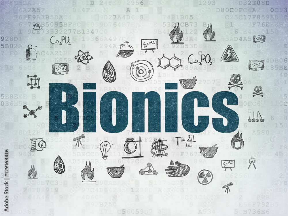 Science concept: Bionics on Digital Data Paper background Stock ...