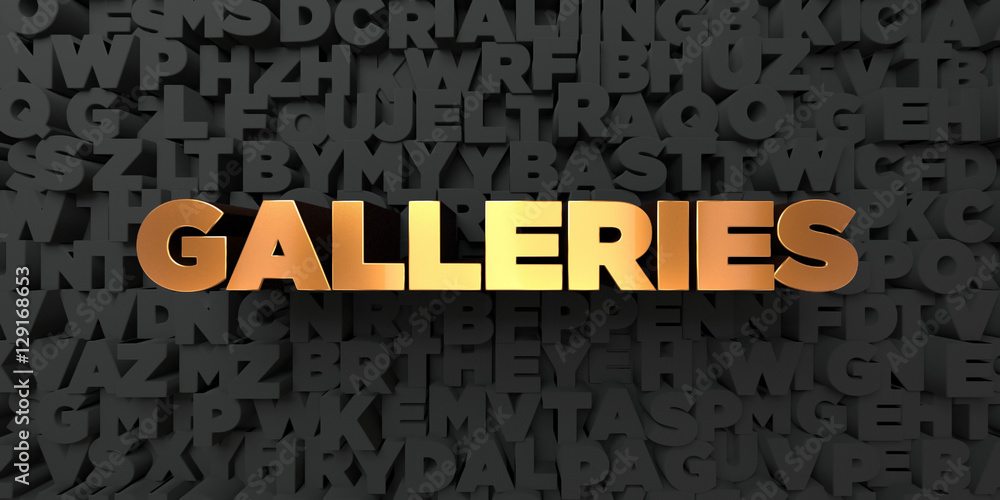 Galleries - Gold text on black background - 3D rendered royalty free ...