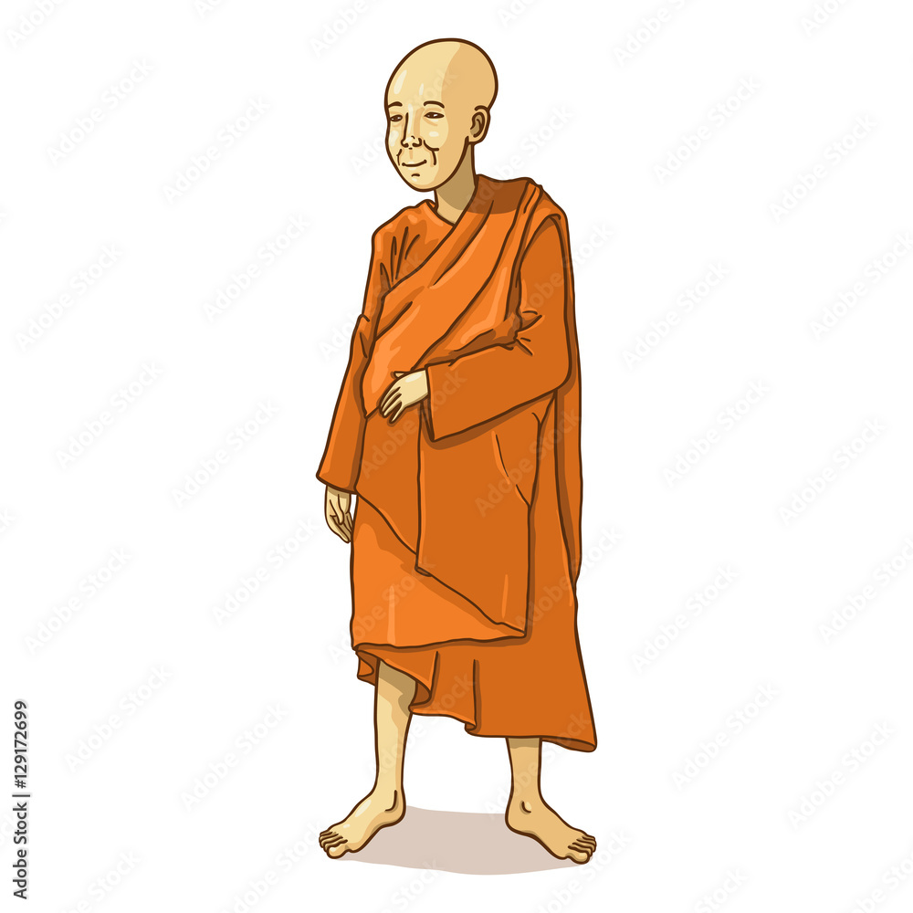 Vector Single Cartoon Buddhist Monk Stock Vector | Adobe Stock Vector Single Cartoon Buddhist Monk Stock Vector | Adobe Stock