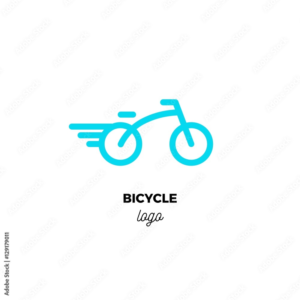 Rounded line art vector logo of stylized blue bicycle. Stock Vector ...