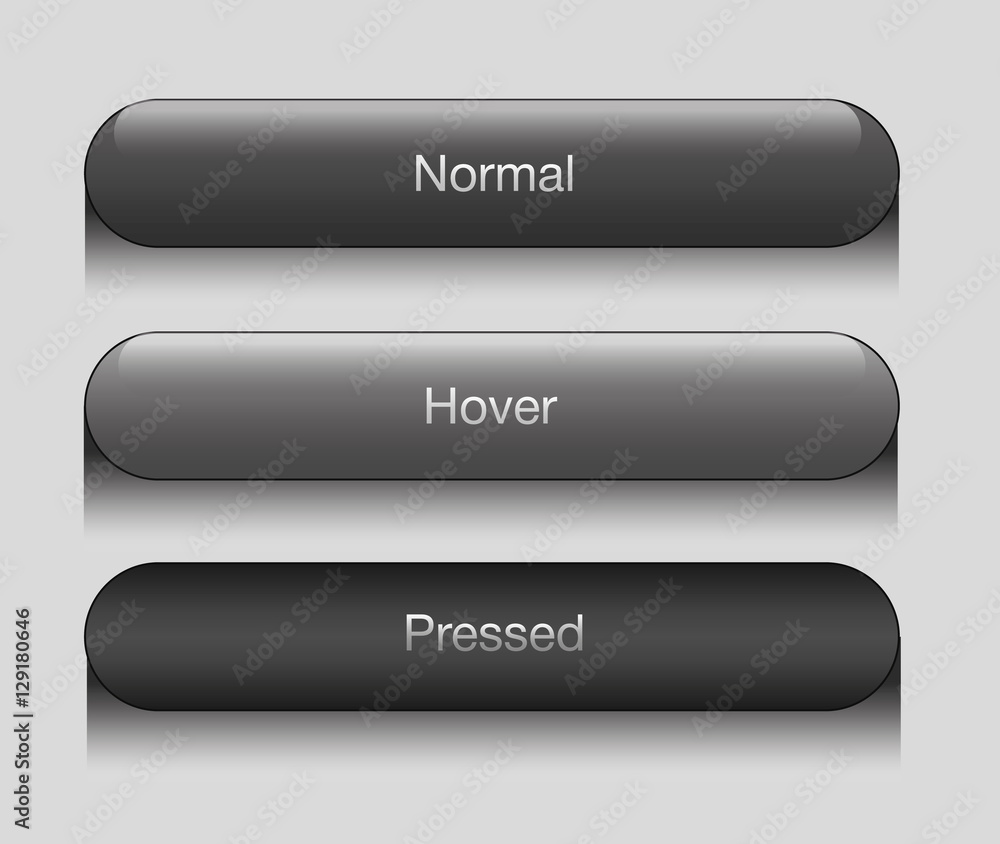 Normal And Hover Glass Web Buttons Vector Isolated Set Stock Vector | Adobe Stock