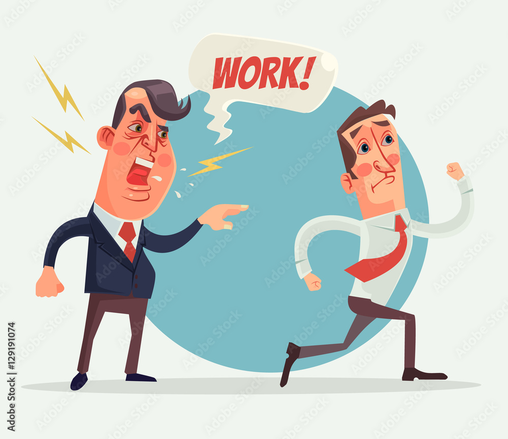 Angry boss and employer characters. Vector flat cartoon illustration ...