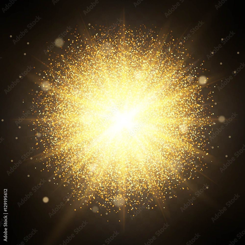 Effect of particles flying on top of the gold luster dust sparks luxury ...