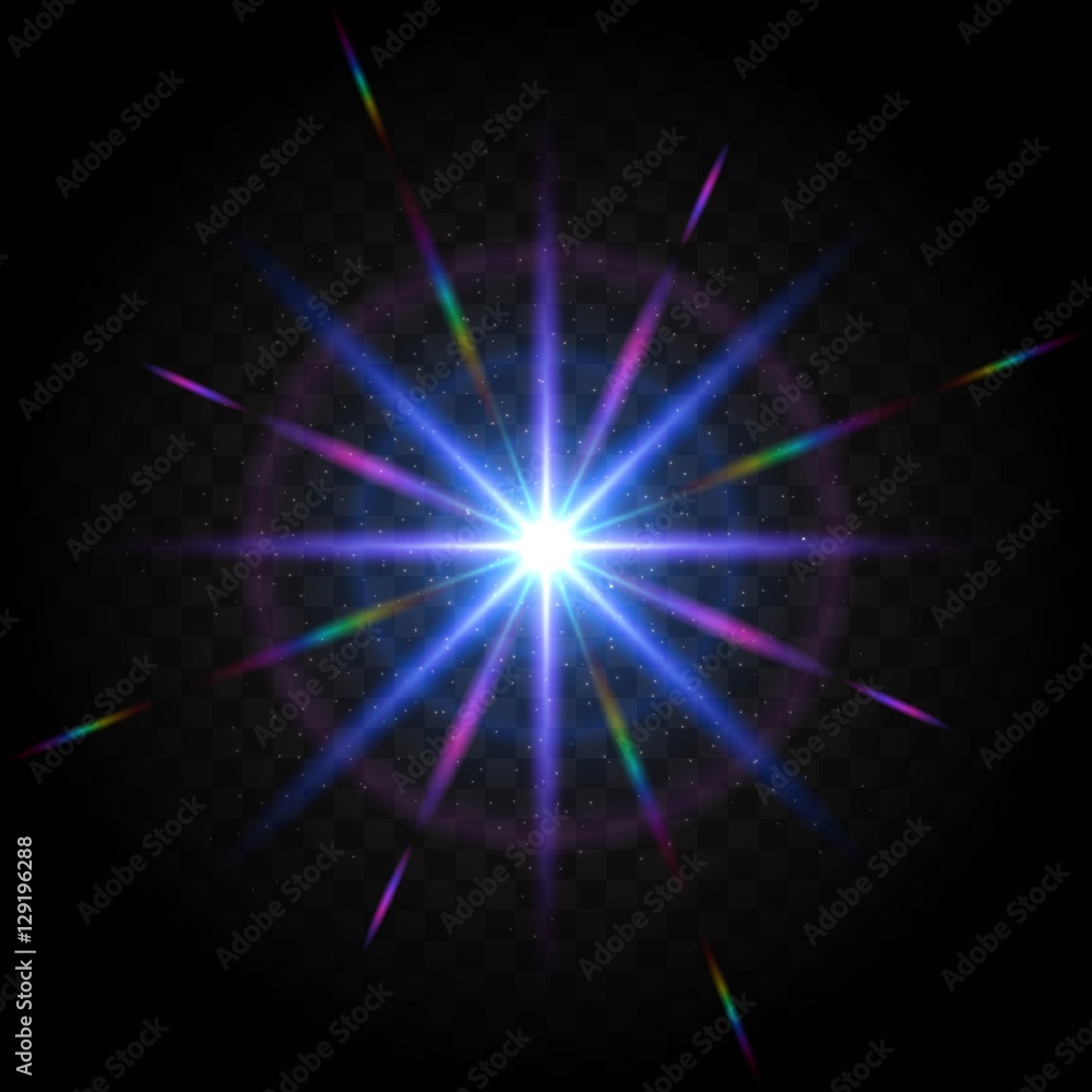 Effect of particles flying in different directions shine, glow sparks ...