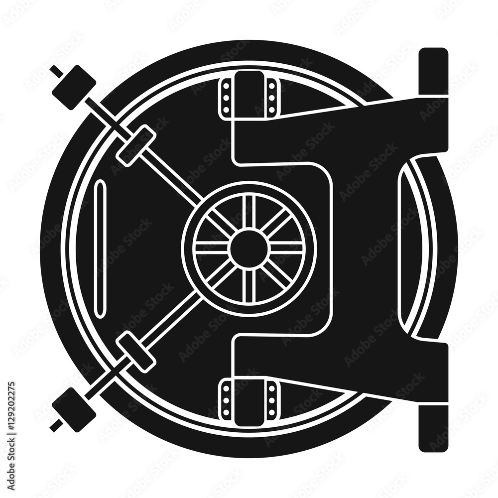 Bank vault icon in black style isolated on white background. Money and ...