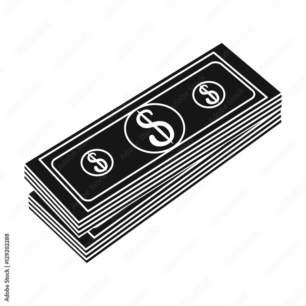 Stack of money icon in black style isolated on white background. Money ...