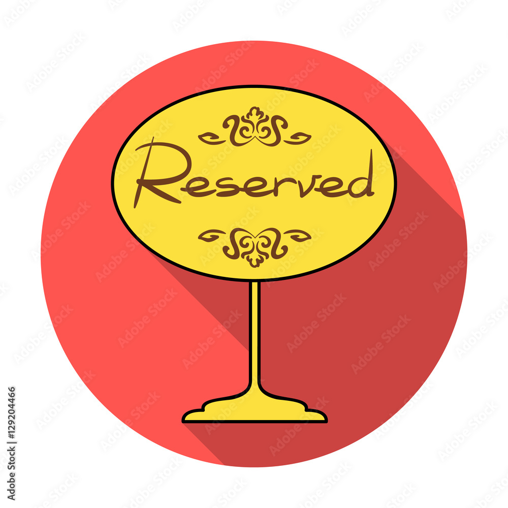 Restaurant golden reserved sign icon in flat style isolated on white ...