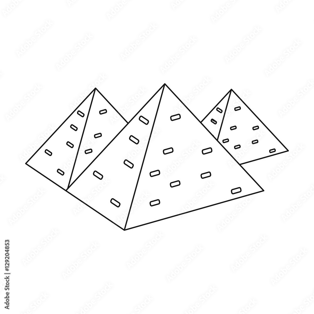 Egyptian pyramids icon in outline style isolated on white background ...