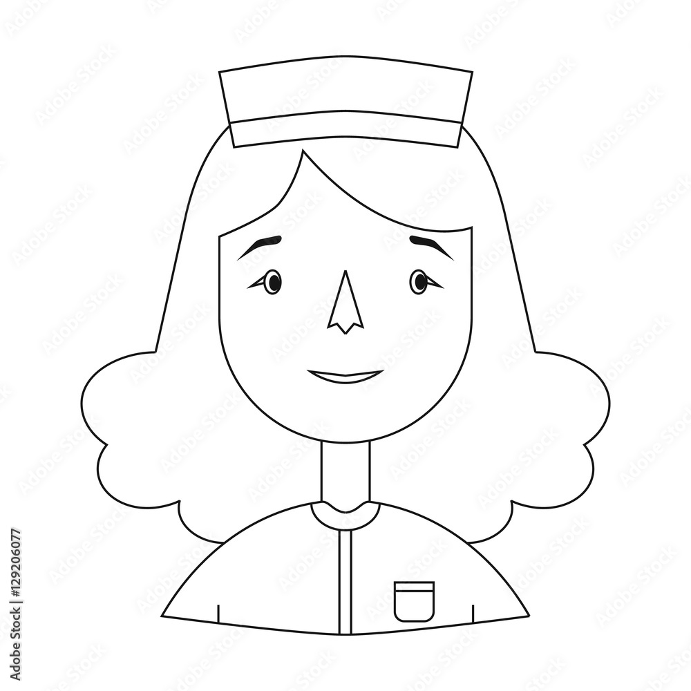Nurse icon in outline style isolated on white background. People of ...