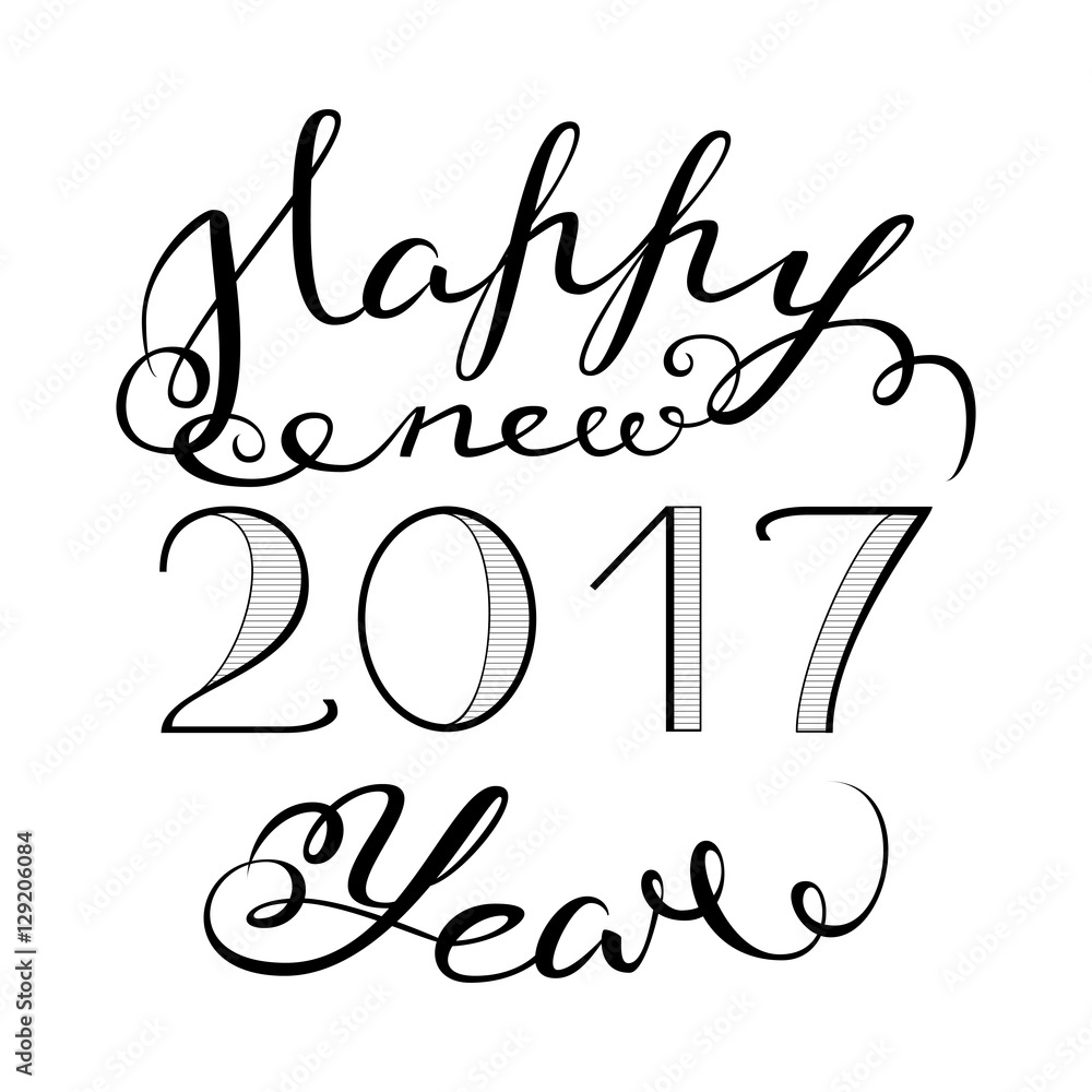 Happy New Year 2017. Celebration greeting card or poster design with ...