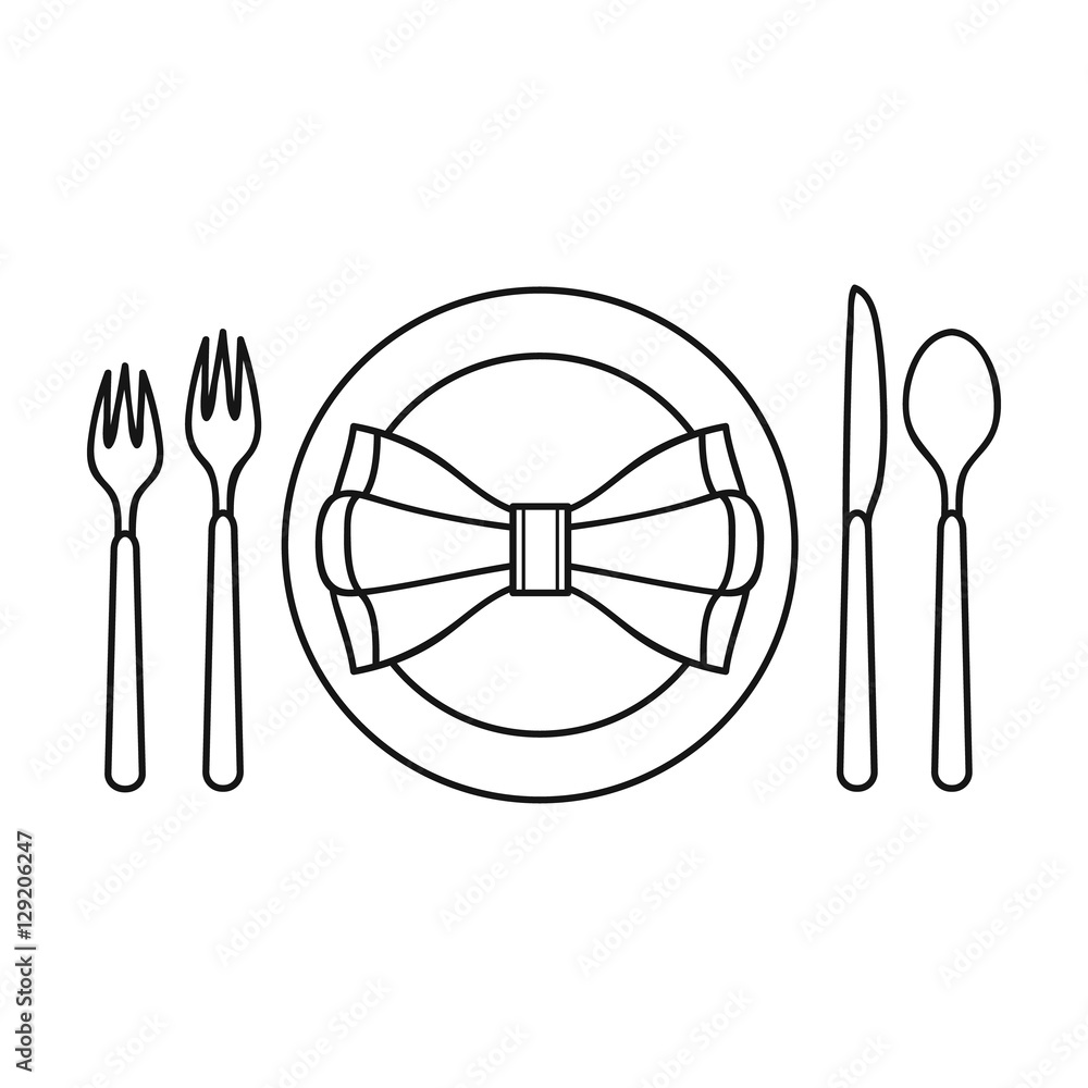Restaurant table outlineting icon in outline style isolated on white ...