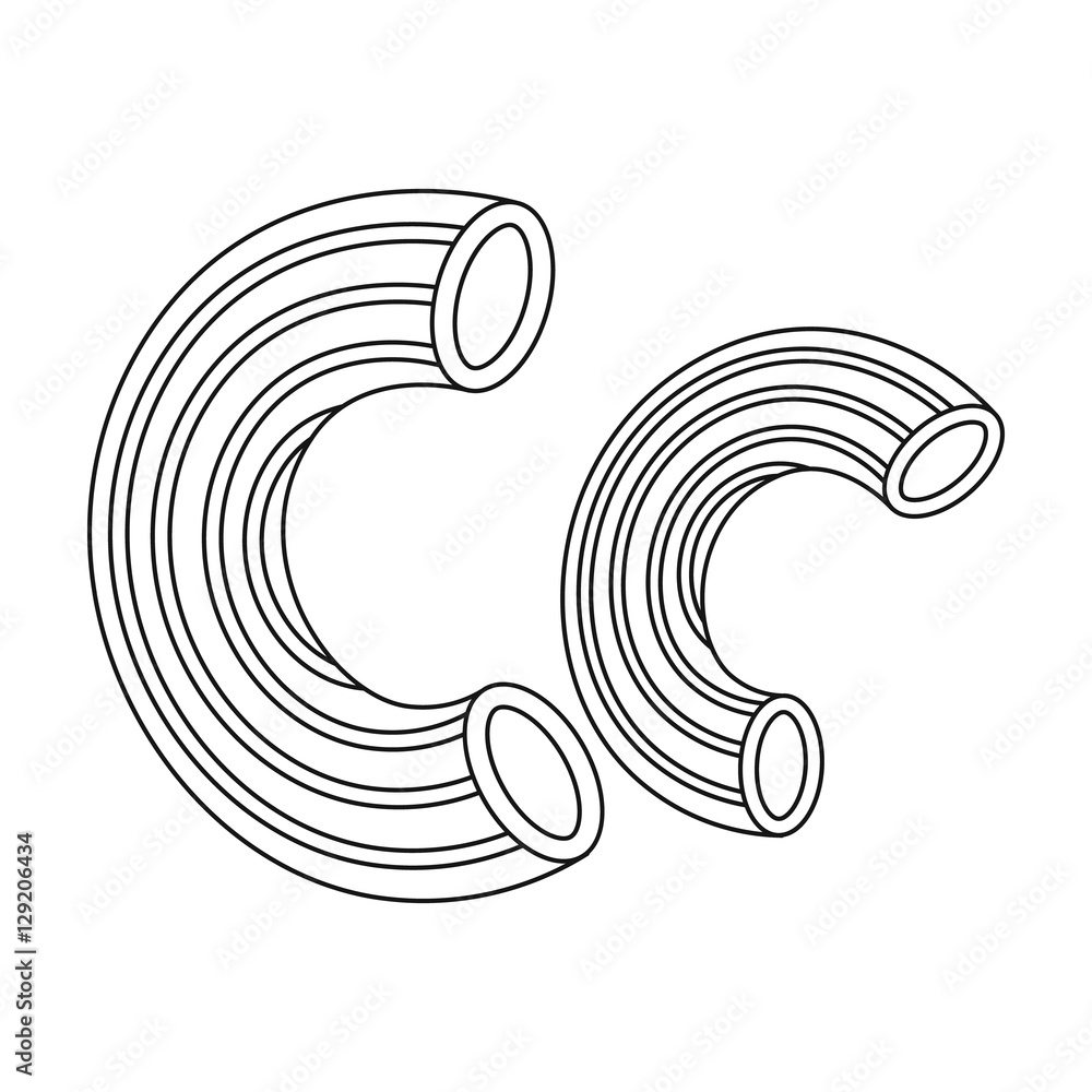 Chifferi pasta icon in outline style isolated on white background ...
