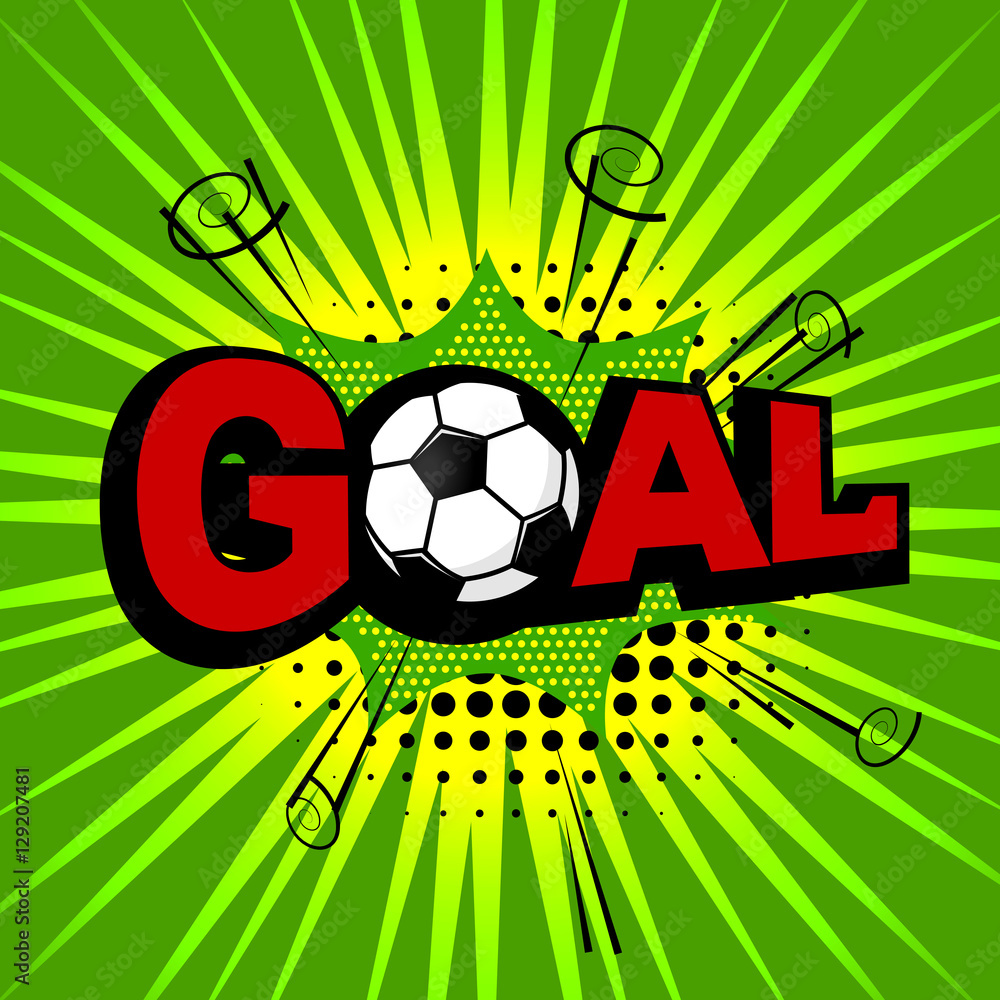 Green comic text goal pop art bubble Stock Vector | Adobe Stock